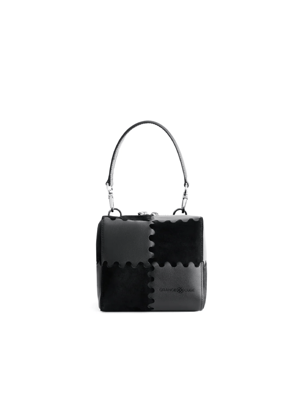 Mosaic Cube Mini Bag – Leather Crossbody | Orange Cube