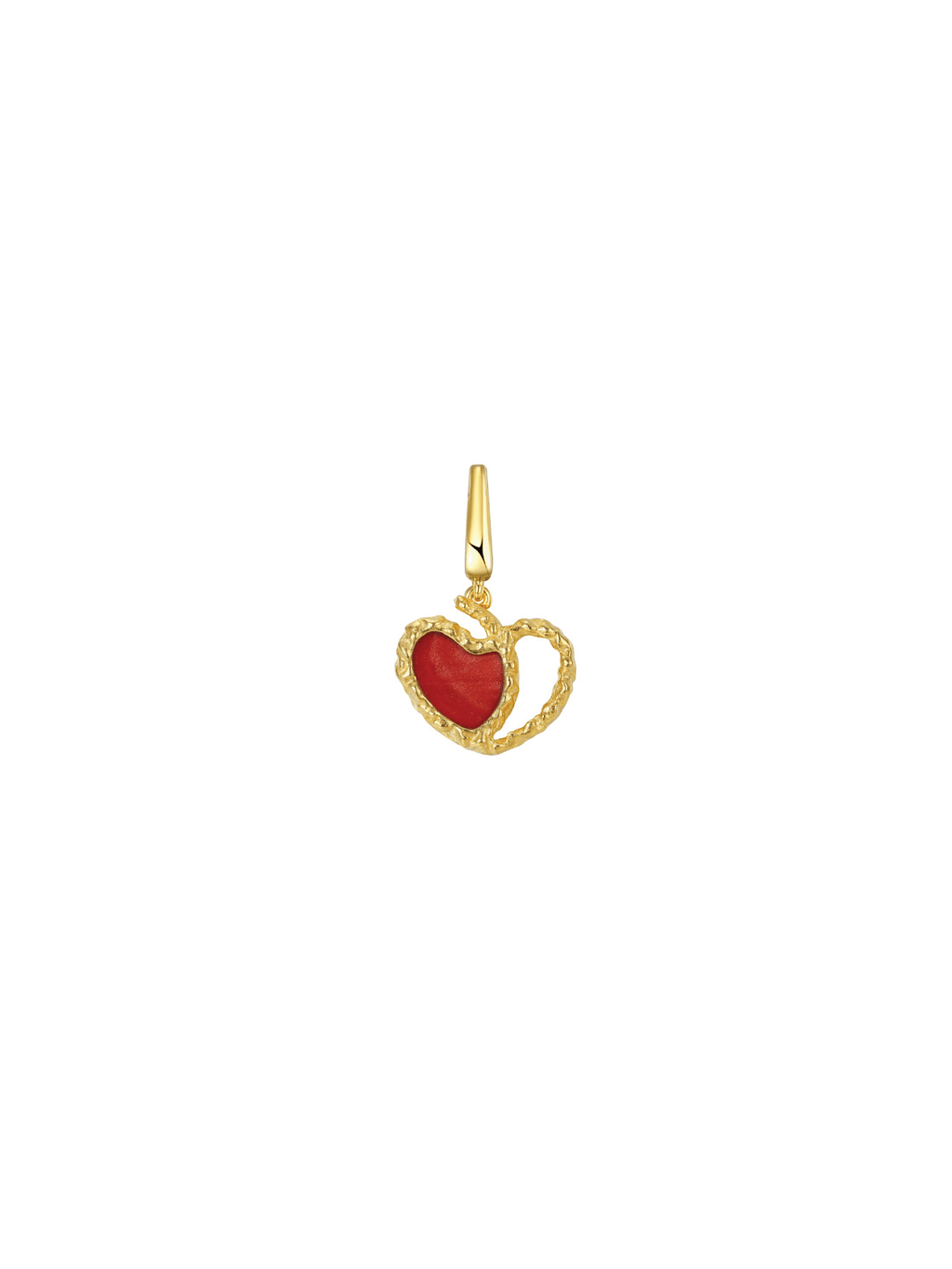 Amore Charm with Abstract Heart & Coloured Faux Stone – Orange Cube